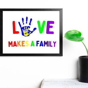 Love Makes a Family Handprint Art, LGBTQ Family Fun, LGBTQ Nursery Wall ...