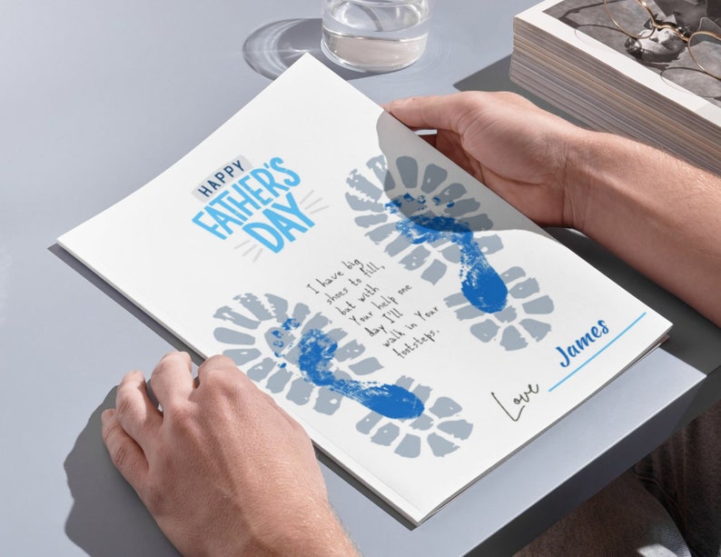 Fathers Day Footprint Art Craft, PRINTABLE Gift for Dad From Kids ...