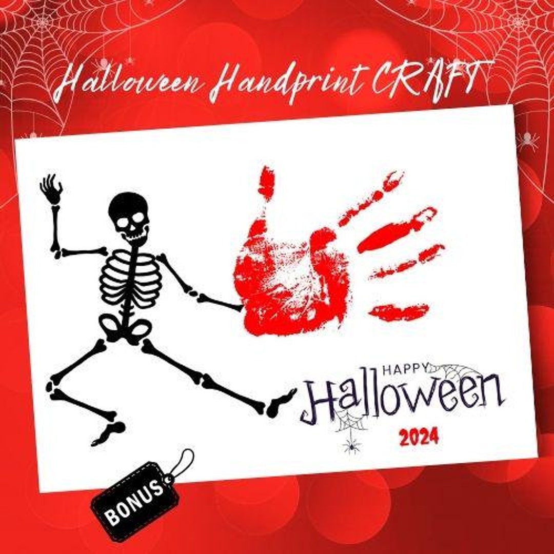 Halloween Handprint Art, Cute Skeleton Craft, Halloween Preschool ...