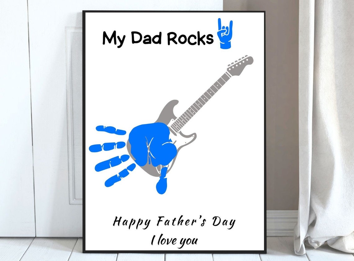 Father's Day Handprint Gift, My Dad Rocks Handprint Craft, Printable ...