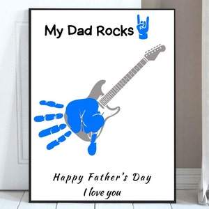 Father's Day Handprint Gift, My Dad Rocks Handprint Craft, Printable ...