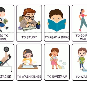 Daily Routine Flashcards, Preschool Materials, English Learning ...