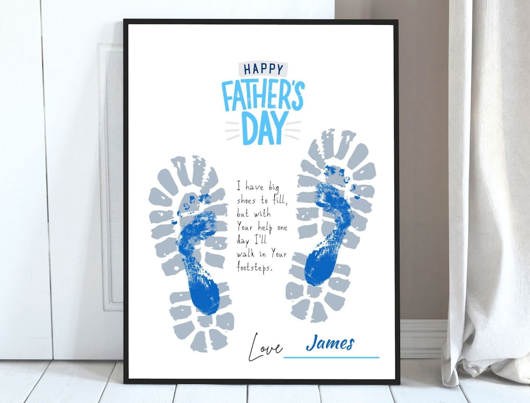 Fathers Day Footprint Art Craft, PRINTABLE Gift for Dad From Kids ...