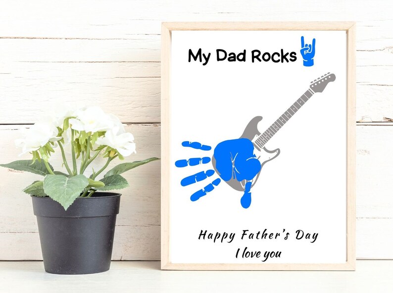 Father's Day Handprint Gift, My Dad Rocks Handprint Craft, Printable ...