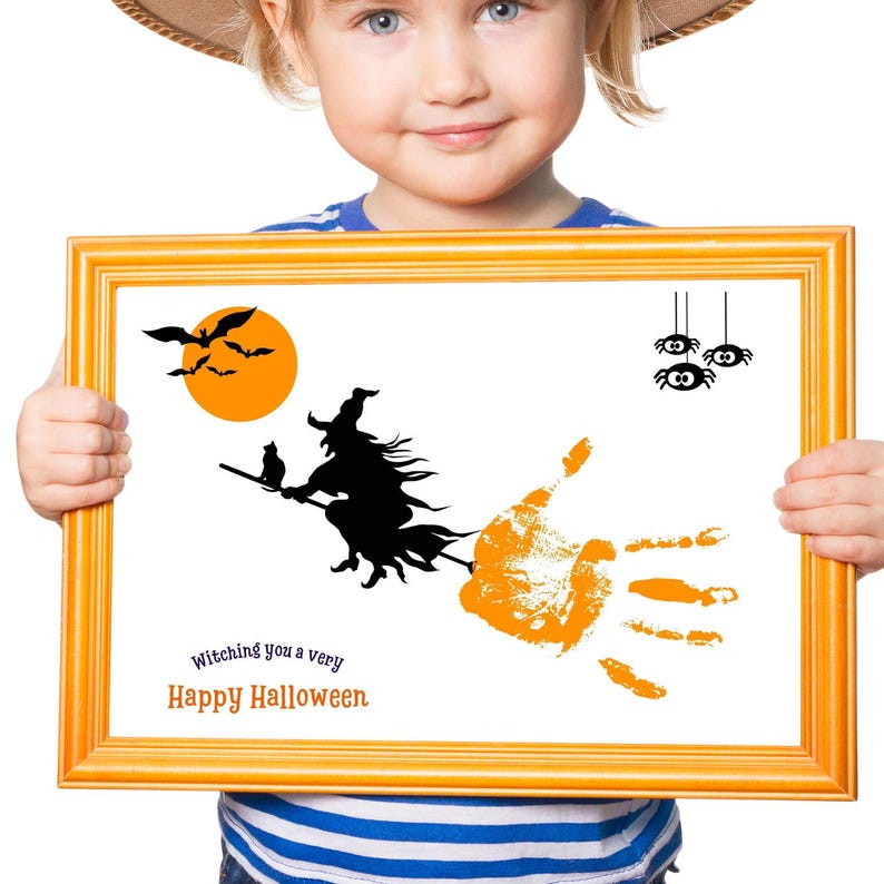Witch Halloween Handprint Art, Witch Handprint Fall Craft, Preschool ...