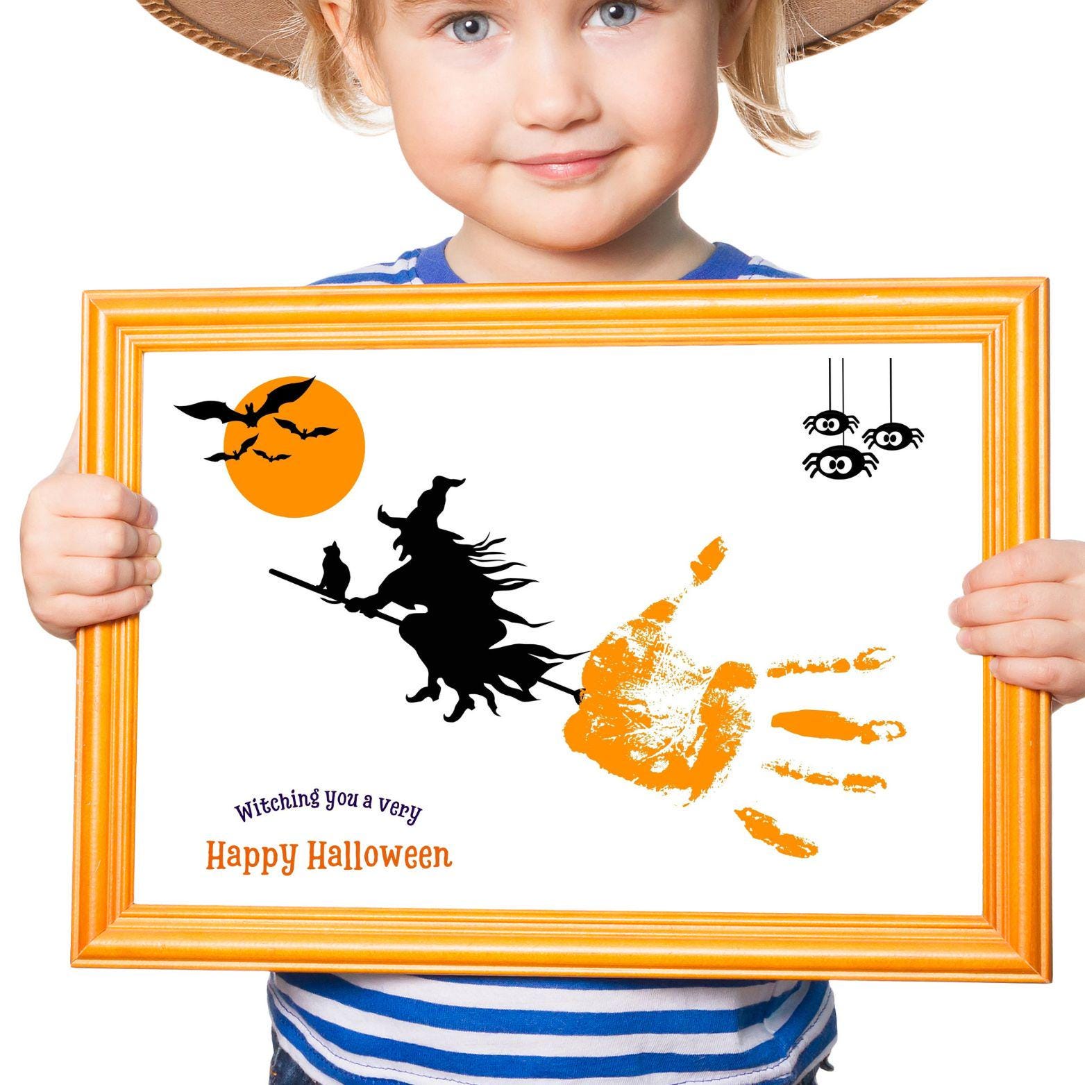 Witch Halloween Handprint Art, Witch Handprint Fall Craft, Preschool ...