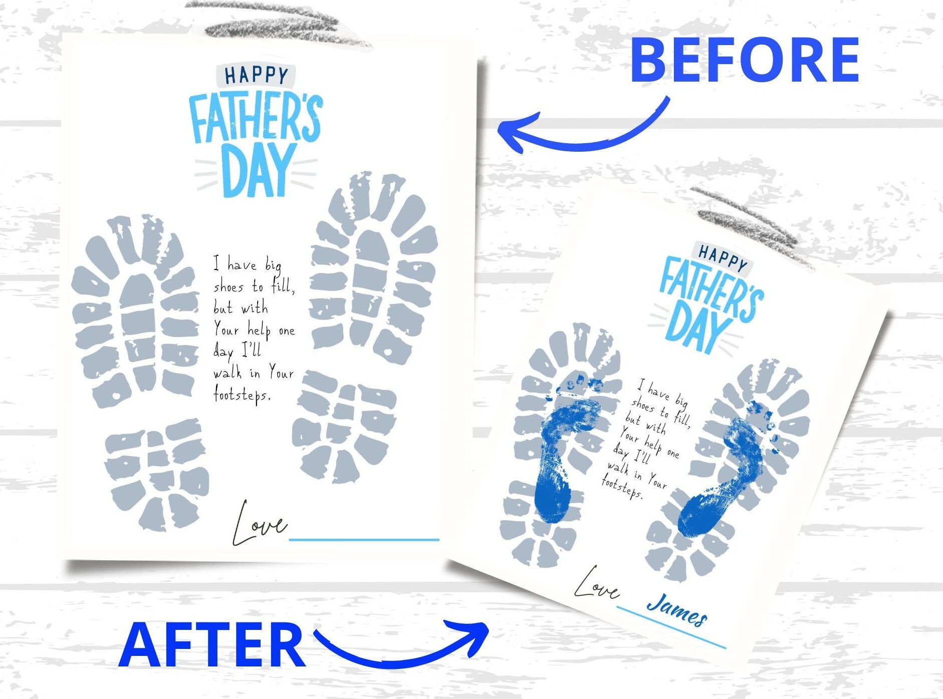 Fathers Day Footprint Art Craft, PRINTABLE Gift for Dad From Kids ...