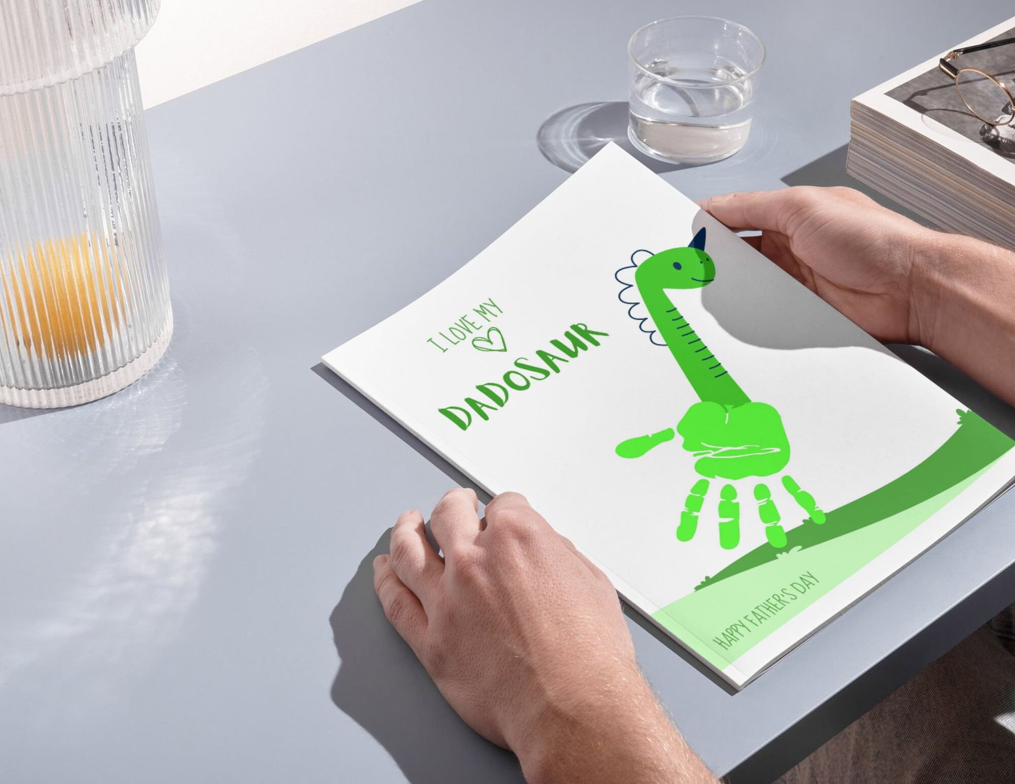Father's Day Handprint Craft, Dinosaur Handprint Art, Printable Gift ...