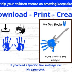 Father's Day Handprint Gift, My Dad Rocks Handprint Craft, Printable ...