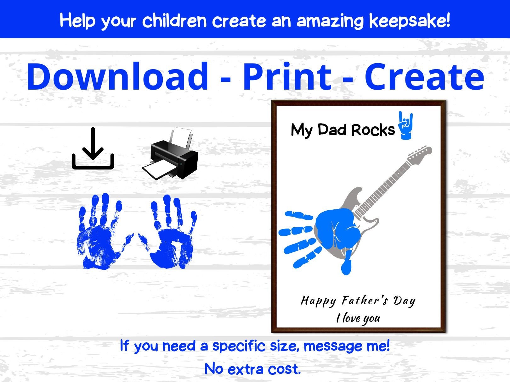 Father's Day Handprint Gift, My Dad Rocks Handprint Craft, Printable ...