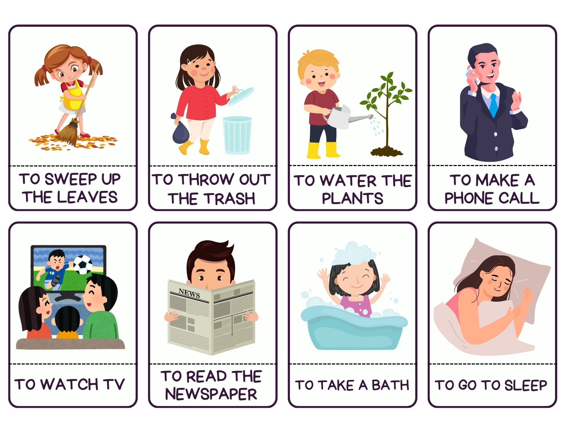 Daily Routine Flashcards, Preschool Materials, English Learning ...