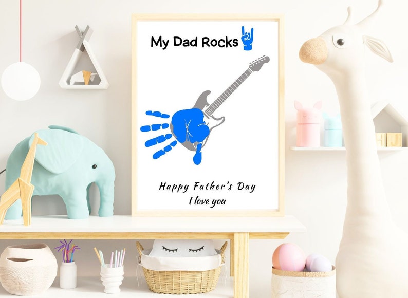 Father's Day Handprint Gift, My Dad Rocks Handprint Craft, Printable ...