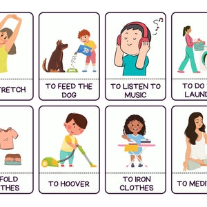 Daily Routine Flashcards, Preschool Materials, English Learning ...