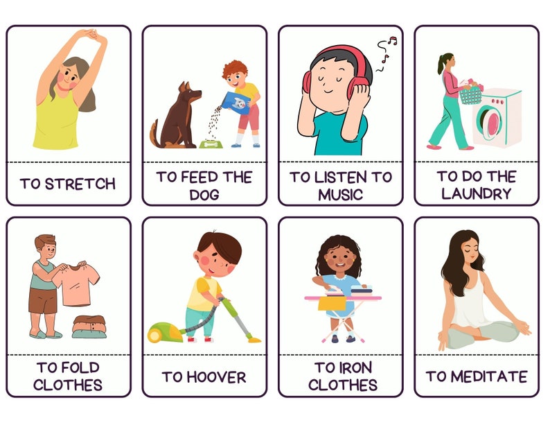 Daily Routine Flashcards, Preschool Materials, English Learning ...