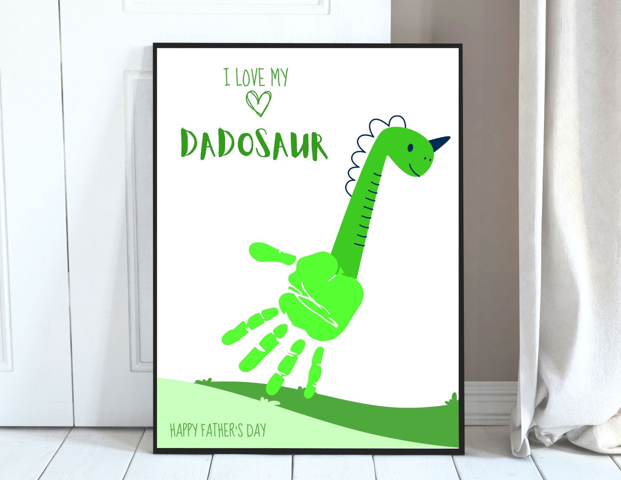 Father's Day Handprint Craft, Dinosaur Handprint Art, Printable Gift ...