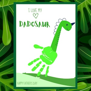 Father's Day Handprint Craft, Dinosaur Handprint Art, Printable Gift ...
