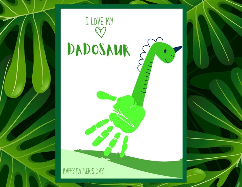 Father's Day Handprint Craft, Dinosaur Handprint Art, Printable Gift ...