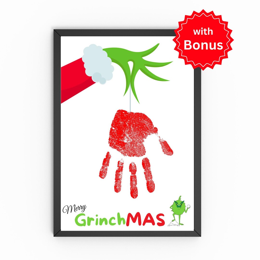 Christmas Handprint Craft, Merry Grinchmas Template, Grinch DIY Art ...