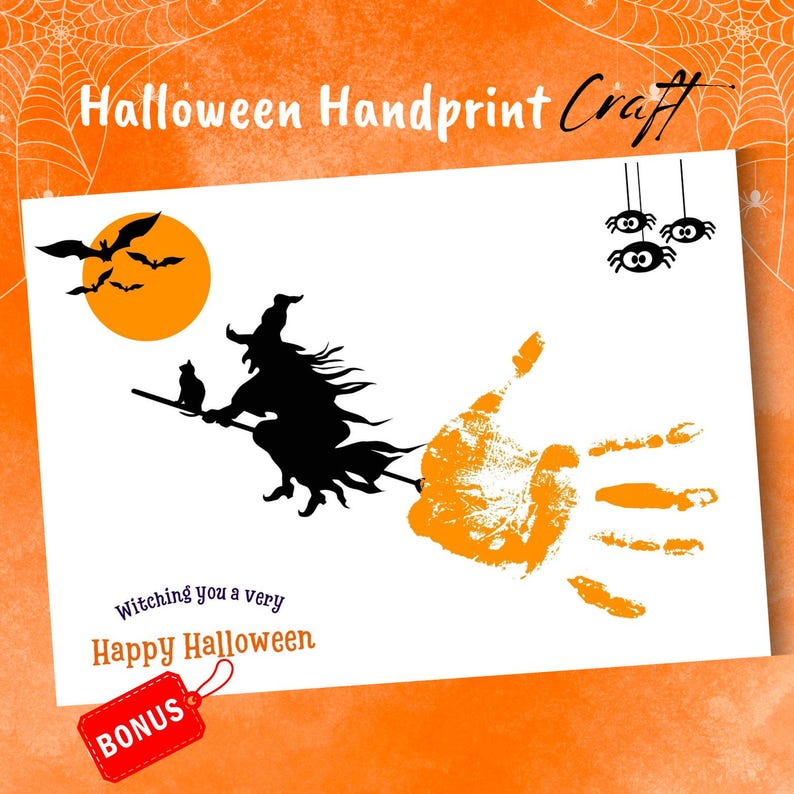 Witch Halloween Handprint Art, Witch Handprint Fall Craft, Preschool ...