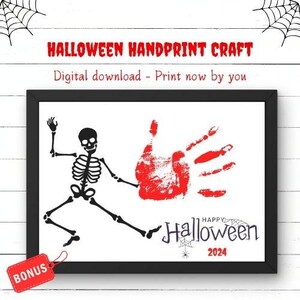 Halloween Handprint Art, Cute Skeleton Craft, Halloween Preschool ...