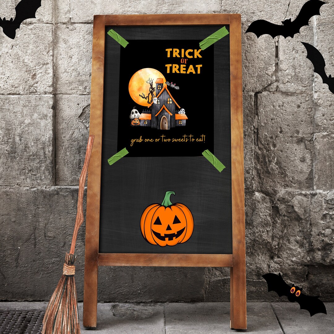 Printable Halloween Trick or Treat Sign Help Yourself to - Etsy
