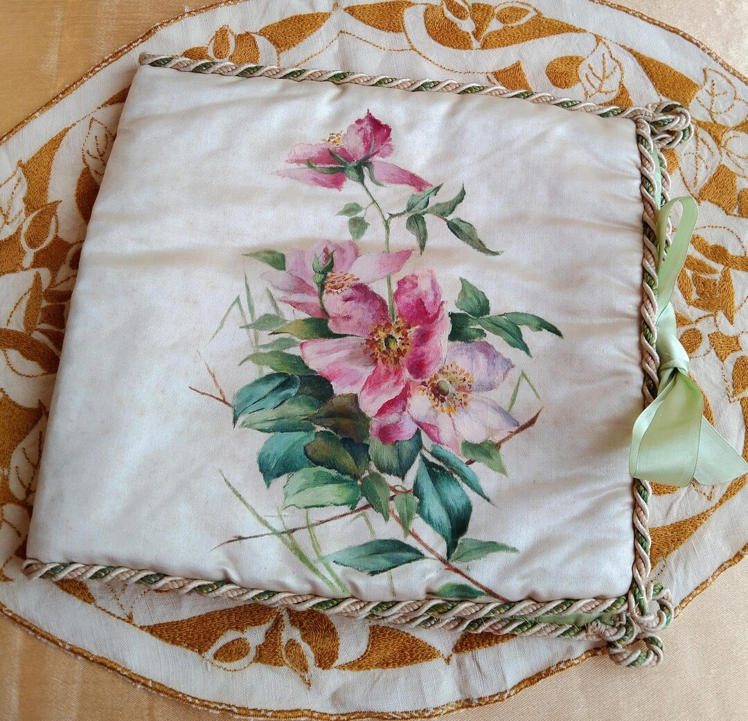 Antique French Boudoir Silk Painted Pouch, Floral Decor - Etsy