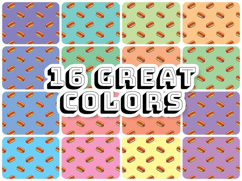 Hotdog Digital Paper Pack | 16x Seamless Hot Dog Patterns With Pastel ...