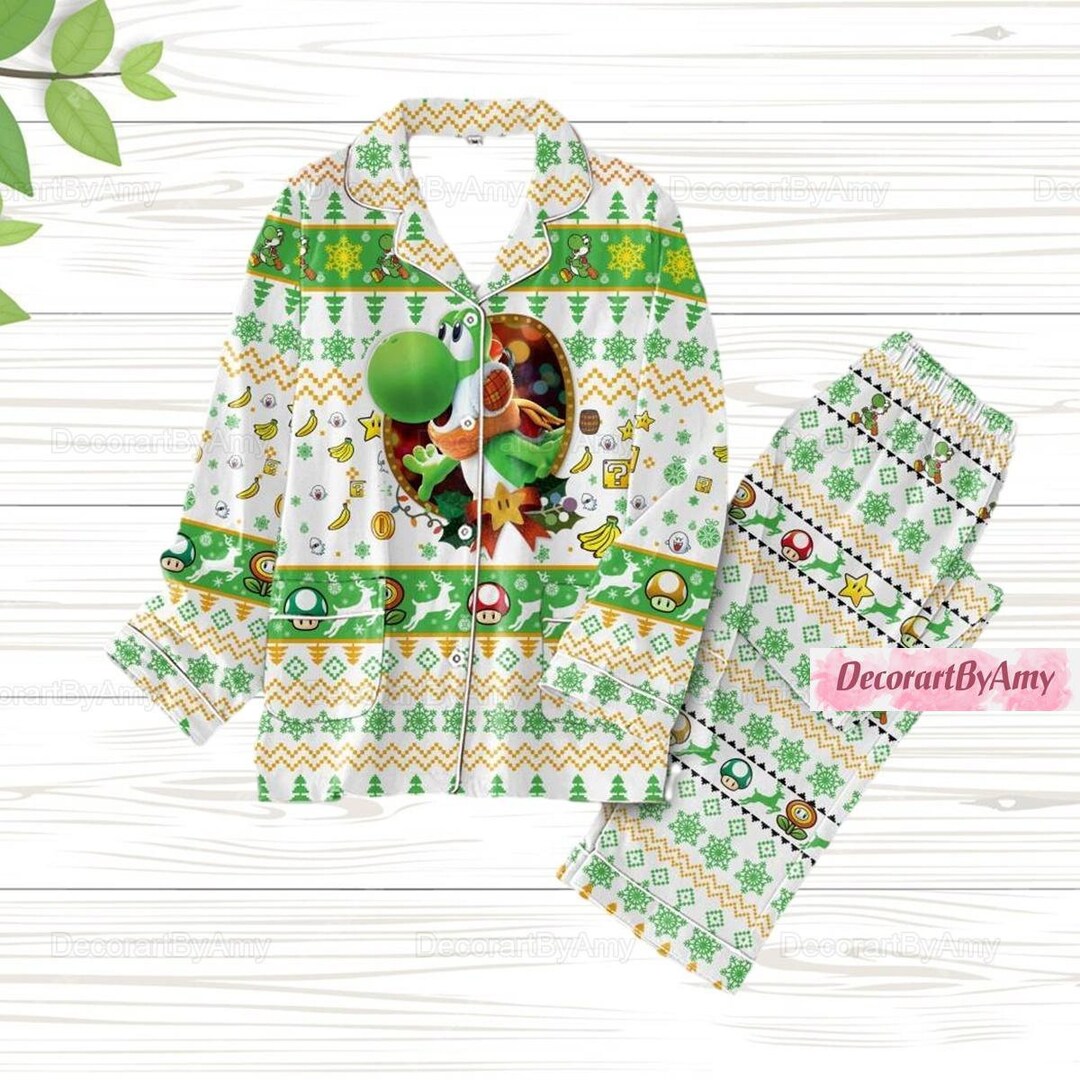 Christmas Yoshi Mario Pajamas Yoshi Mario Pajamas Set Yoshi - Etsy