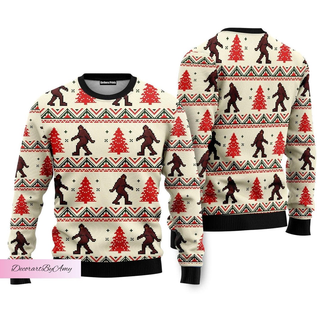 Christmas Bigfoot Sweater Bigfoot Ugly Sweater Sasquatch - Etsy