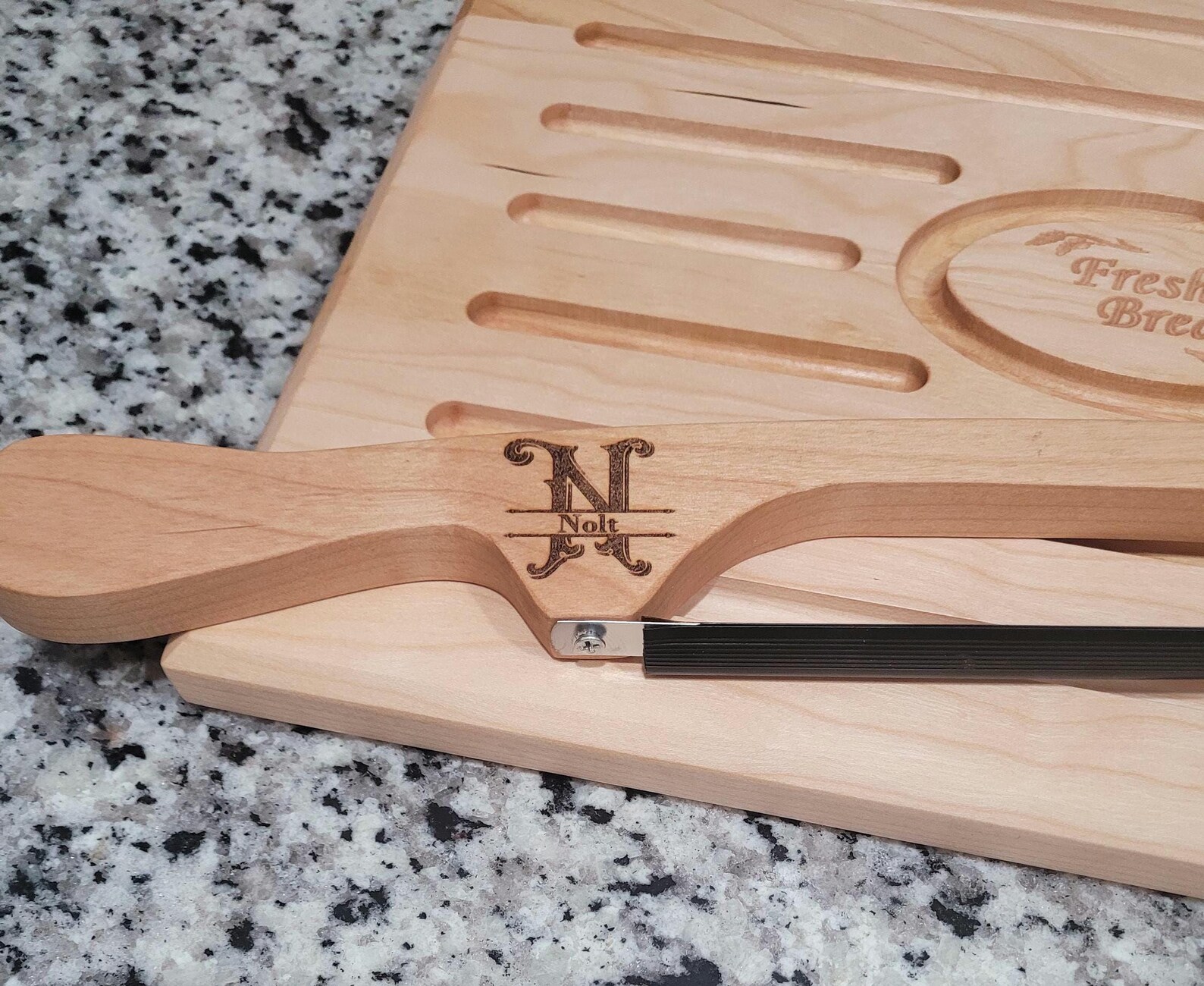 Custom Hardwood Bread Knife W/stand: Stainless Steel Blade | Sourdough ...