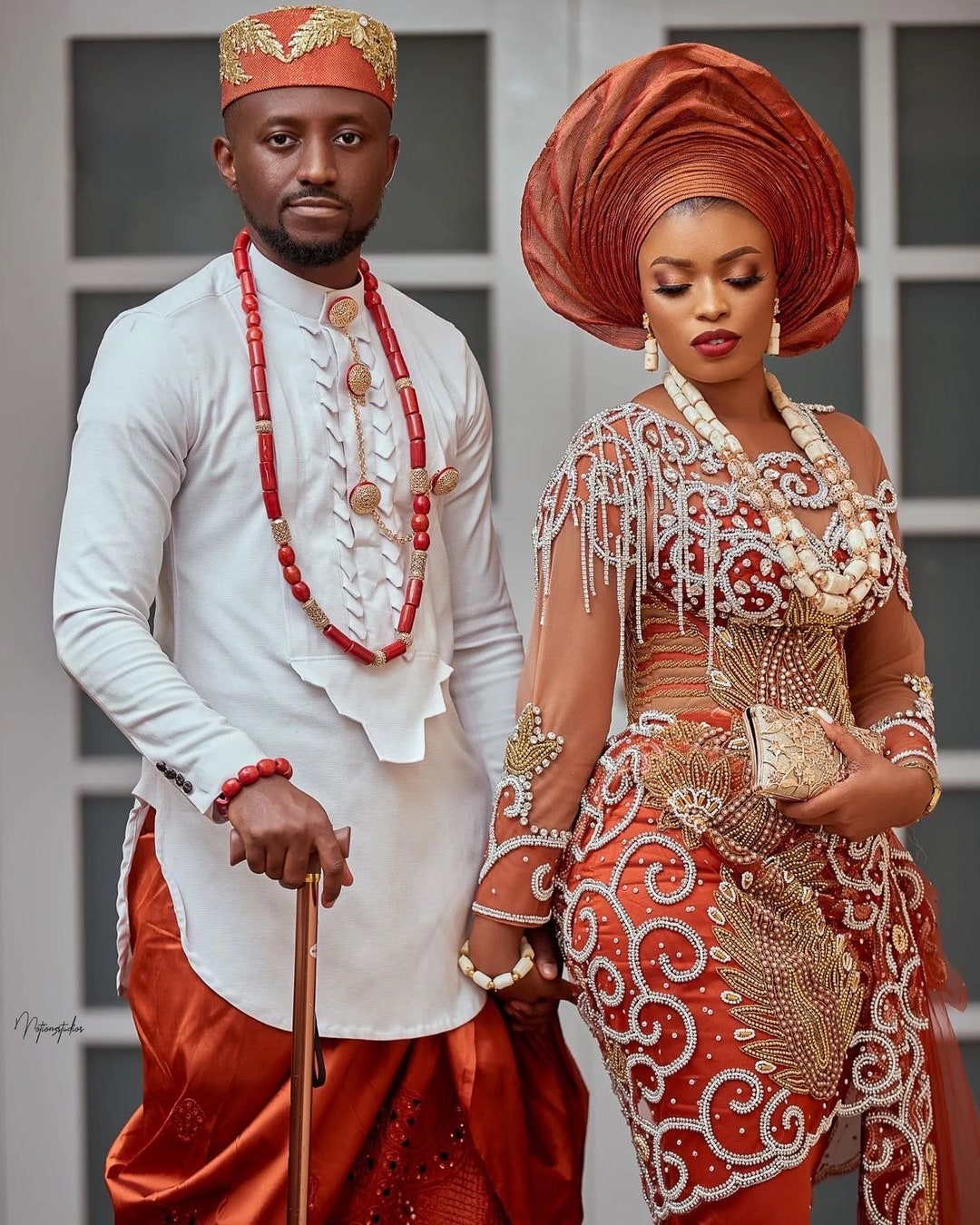 Burnt Orange Traditional Wedding Outfits, George Wedding Dress,african ...