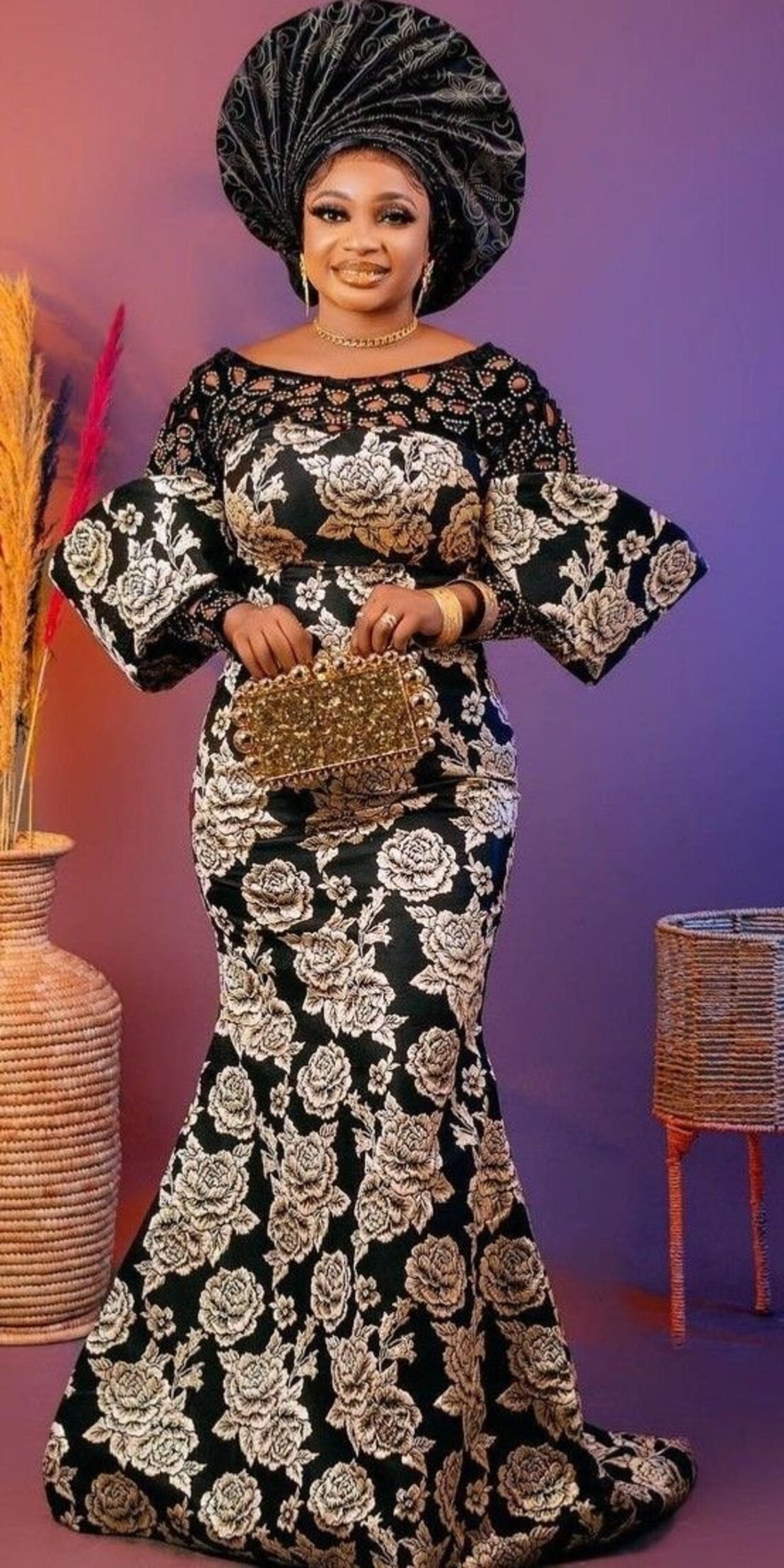 Black Damask Dress, Black Laser Dress, Dinner Dress, Bridemaid, African ...