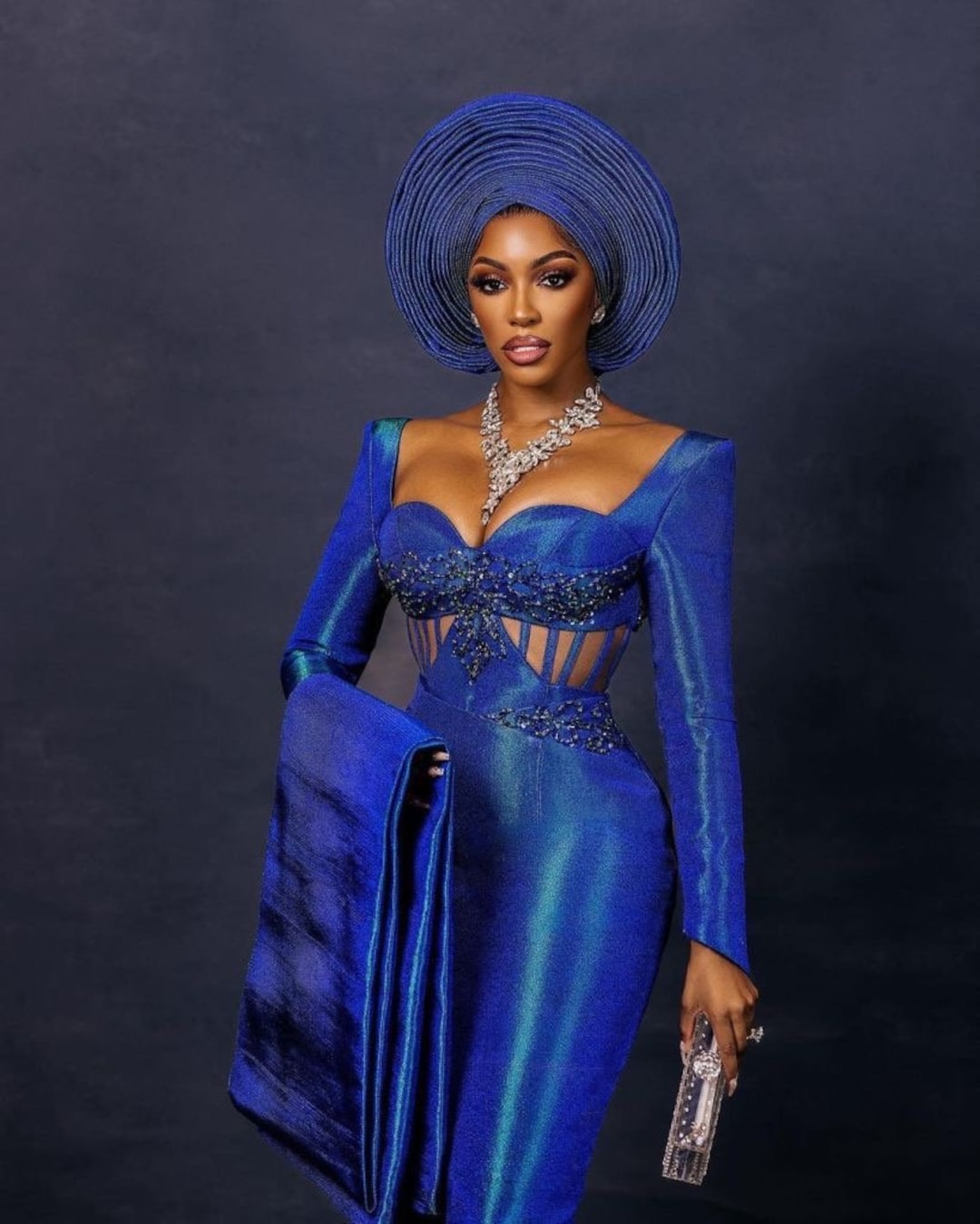 Blue Bridal Asooke, Two-tone African Wedding Outfit - Etsy