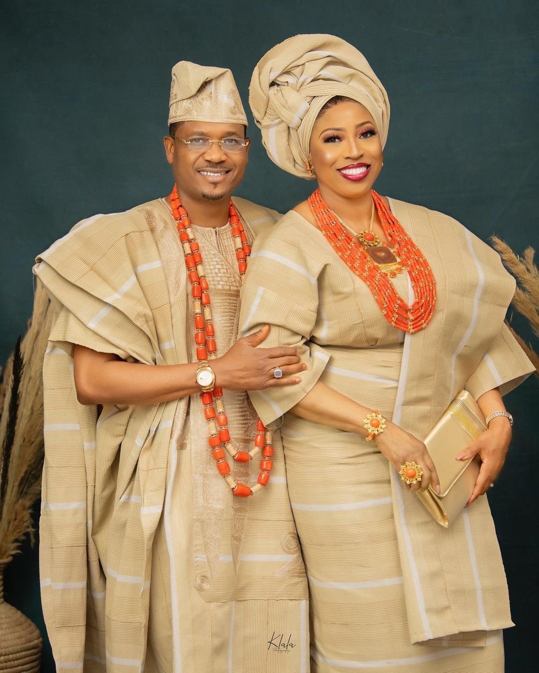 Vintage Couple Traditional Asooke, Sanyan Asooke, African Clothing ...