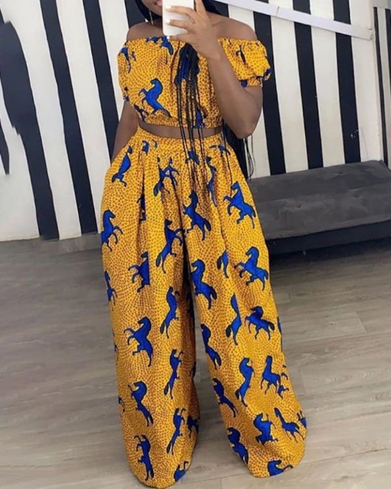 Ankara Crop Top and Palazzo Pants, African Print 2 Piece Set - Etsy
