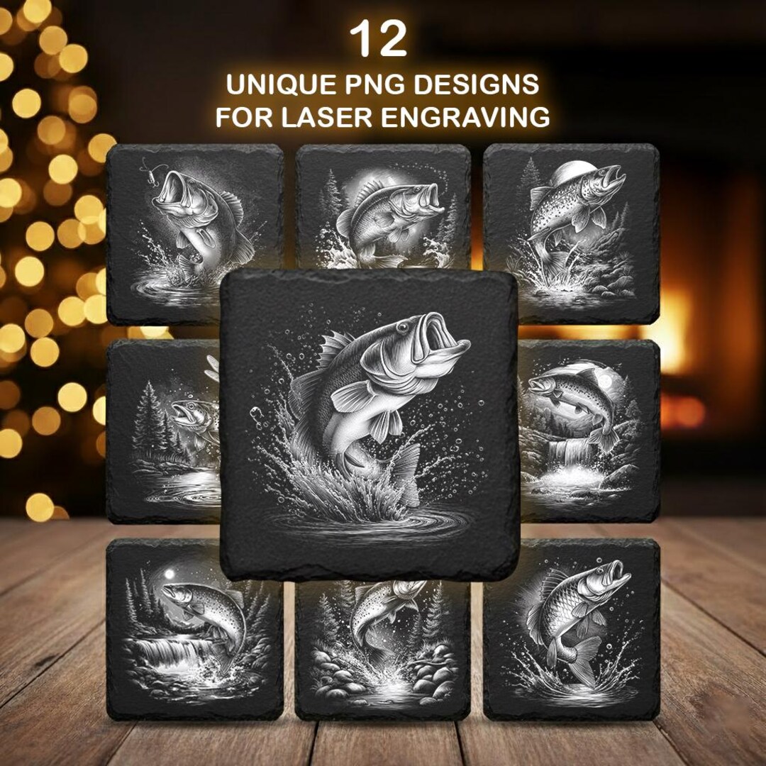 Jumping Fish Engraving Bundle – Bass, Trout, Salmon & Tarpon Pngs for ...