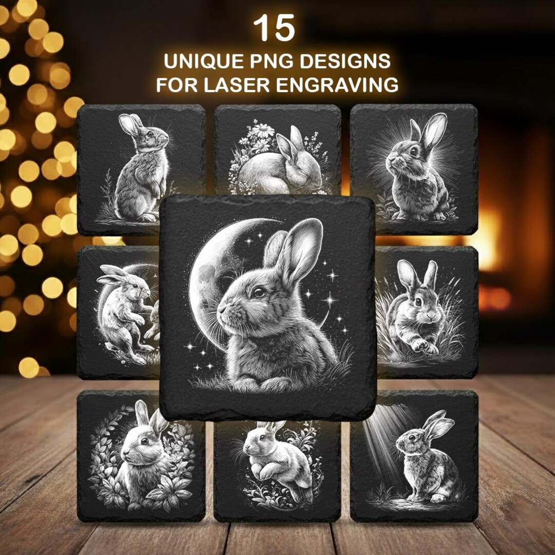 Bunny Engraving File – Rabbit Laser Design for Slate Coaster, CNC and ...