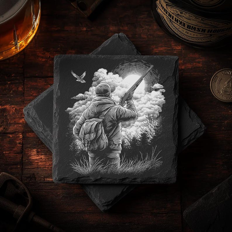 Hunting Engraving Pack – Duck Scene PNG Files for Laser Cutting, Slate ...