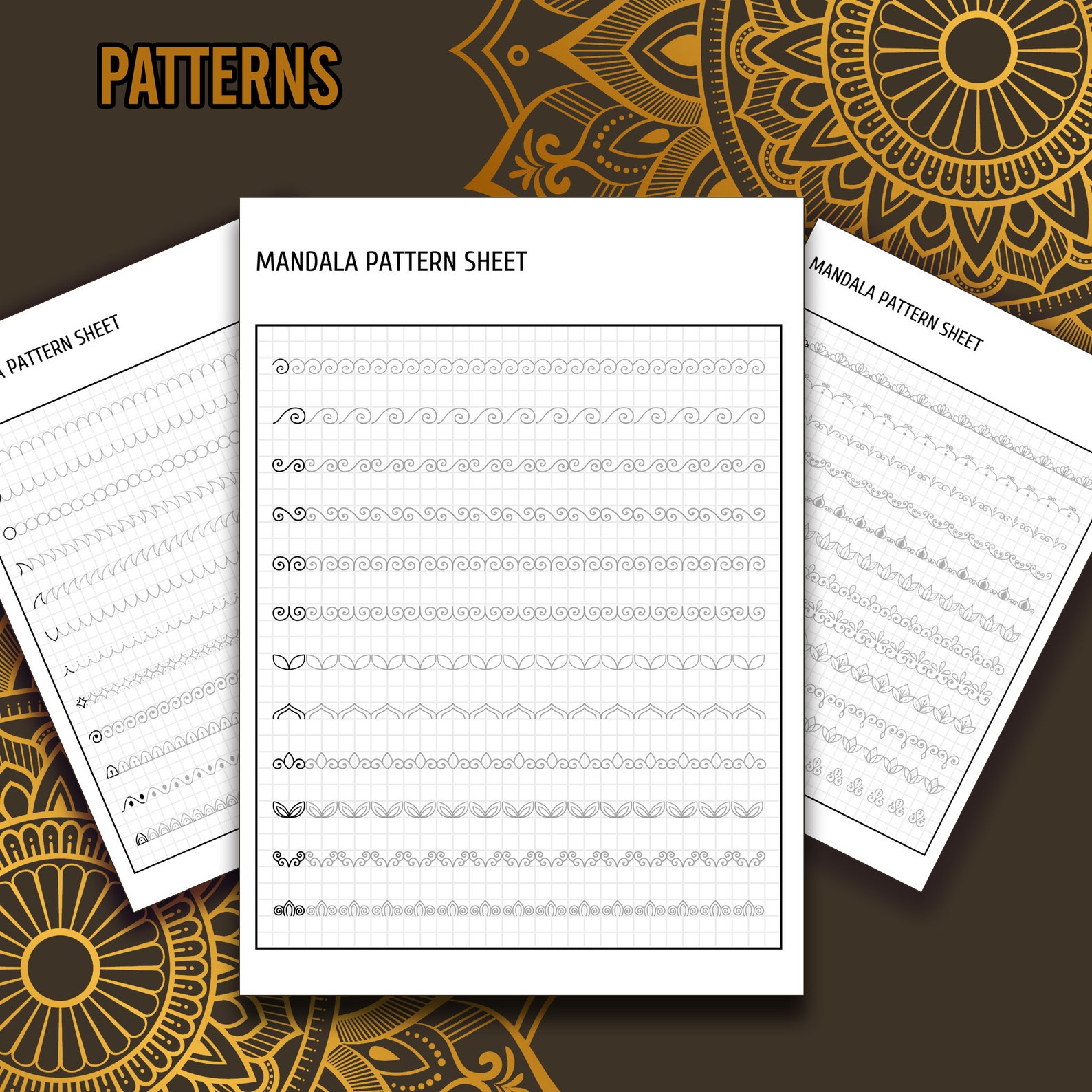 Mandala Pattern Sheets, DIY Pattern Templates, Printable Art Therapy ...