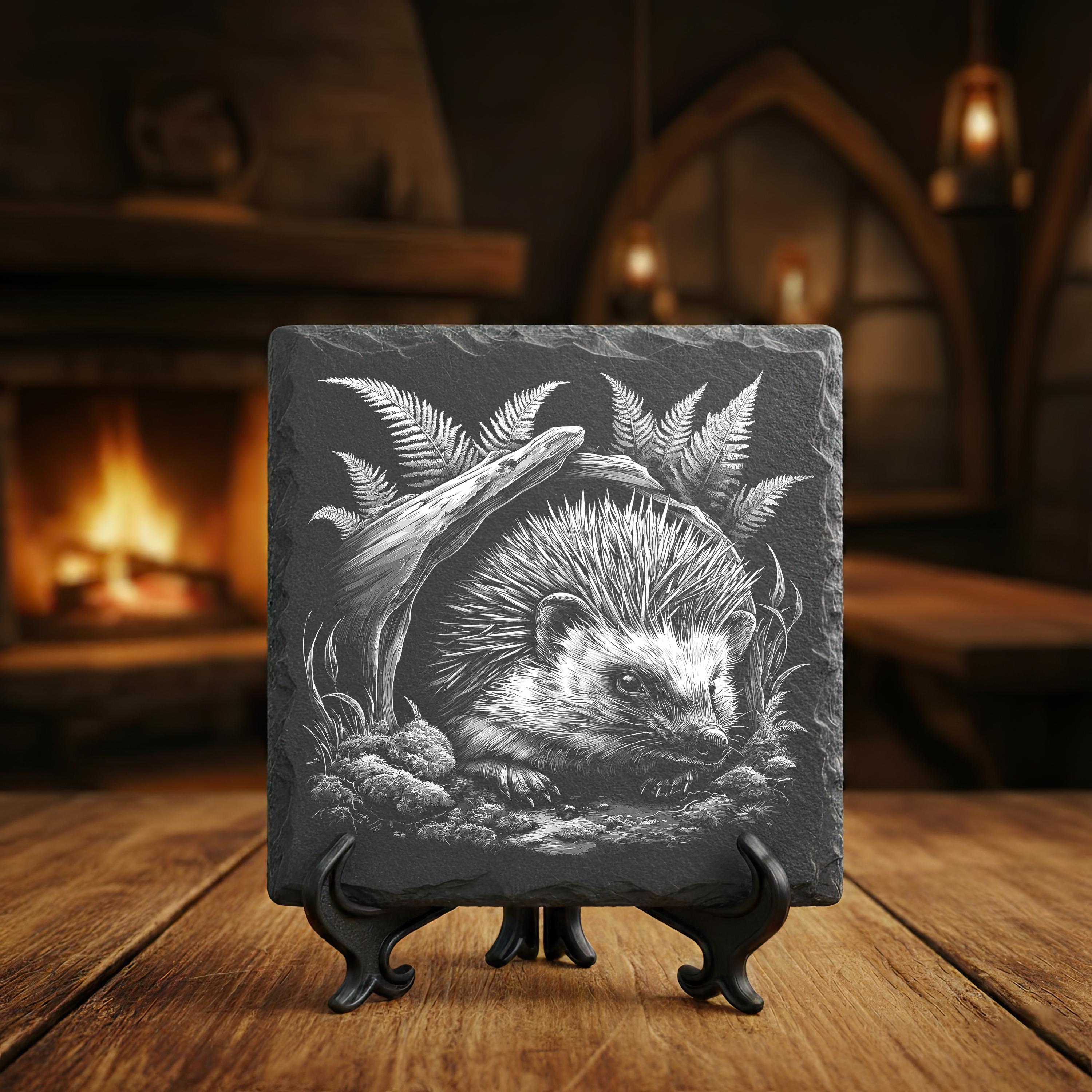 Hedgehog Laser Engraving Bundle – 15 Forest Animal PNG Files for Slate ...