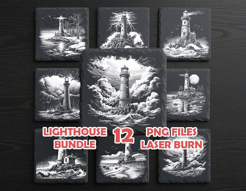 Lighthouse Laser Engraving PNG Bundle – Nautical Digital Files for ...