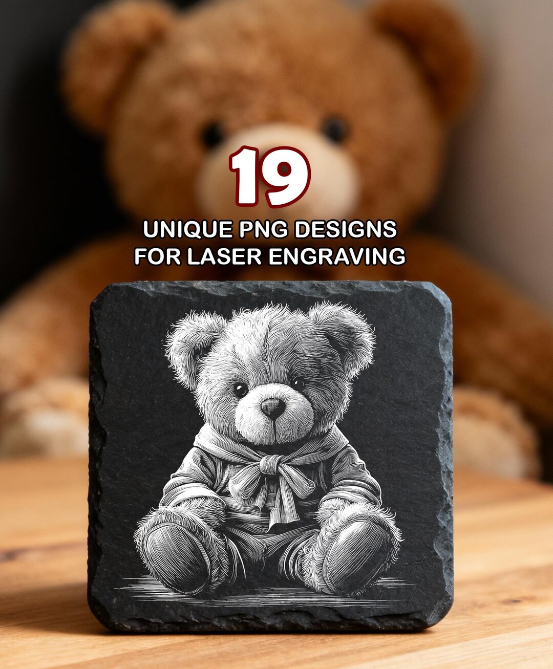 Teddy Bear Engraving Set – Laser Pngs for Slate Coasters - Etsy