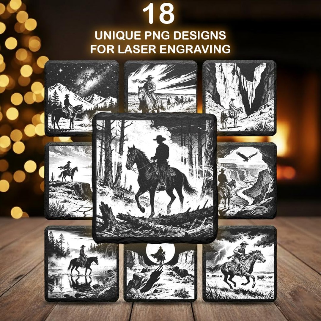 Western Cowboy Engraving Bundle – Rustic Horse and Rodeo Pngs for Laser ...