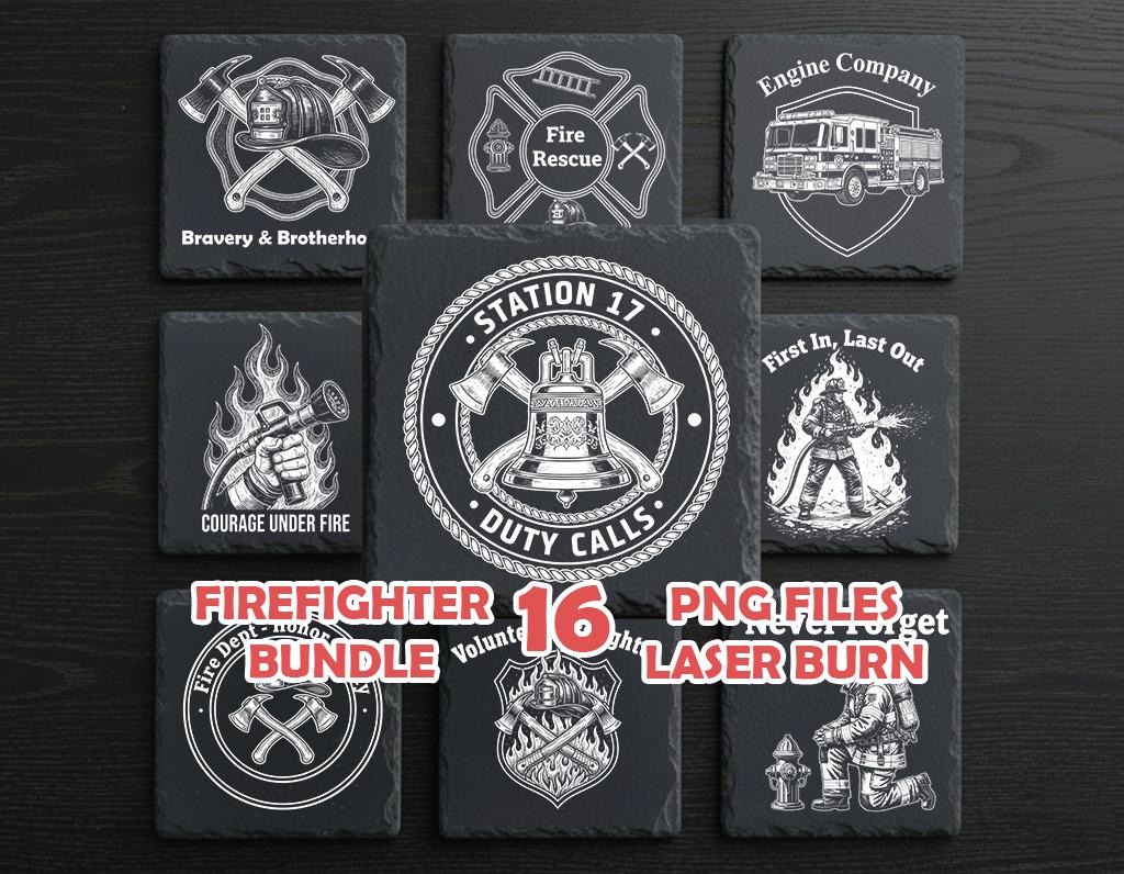 Firefighter Laser Engraving PNG Bundle – Fire Department Badge Designs ...