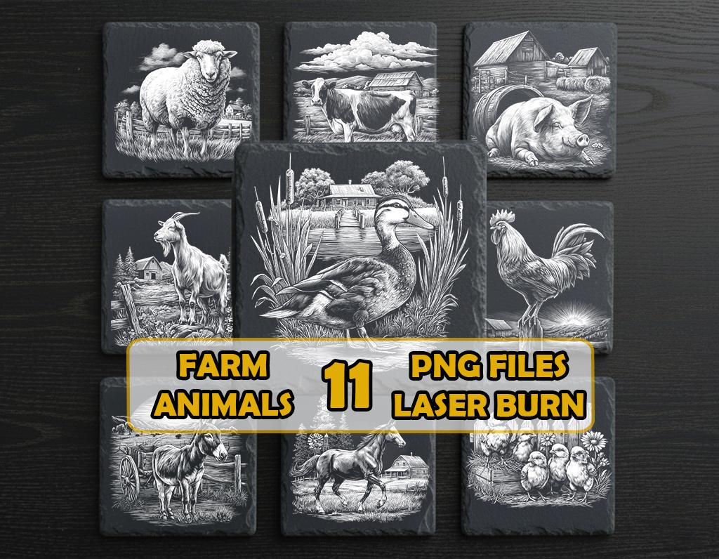 Farm Animals Laser Engraving PNG Bundle – Farmhouse CNC Digital Files ...