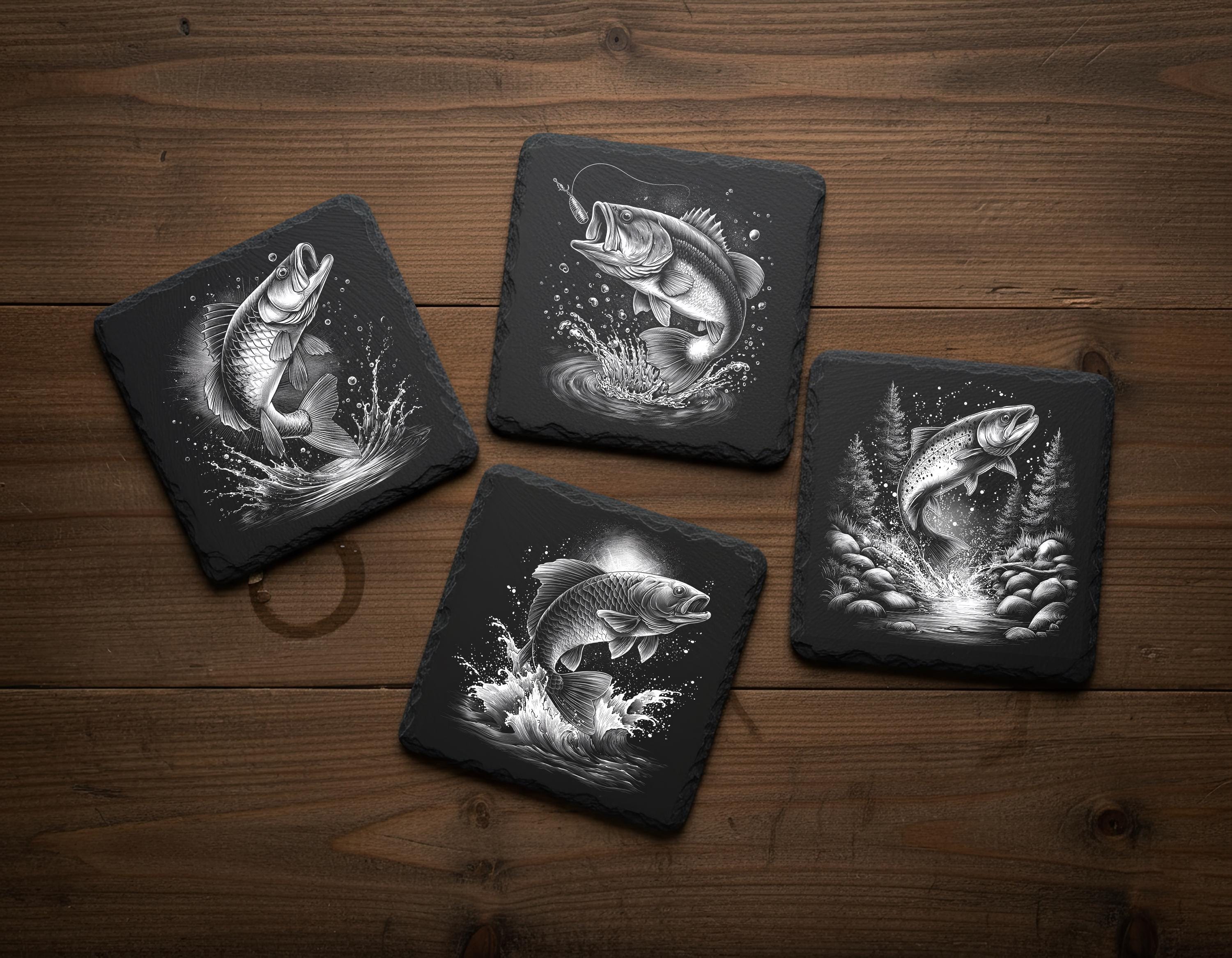 Jumping Fish Engraving Bundle – Bass, Trout, Salmon & Tarpon Pngs for ...