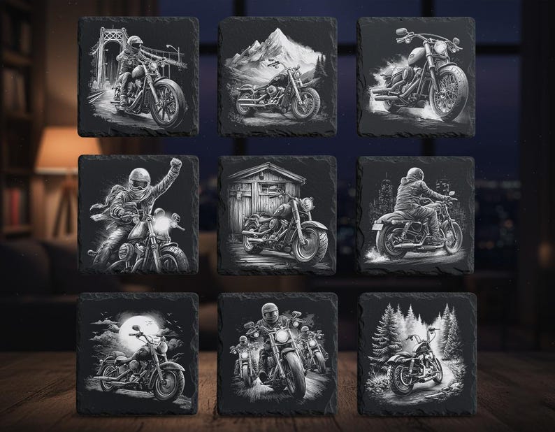Motorcycle Engraving Bundle – Laser Ready Chopper Pngs for Slate ...