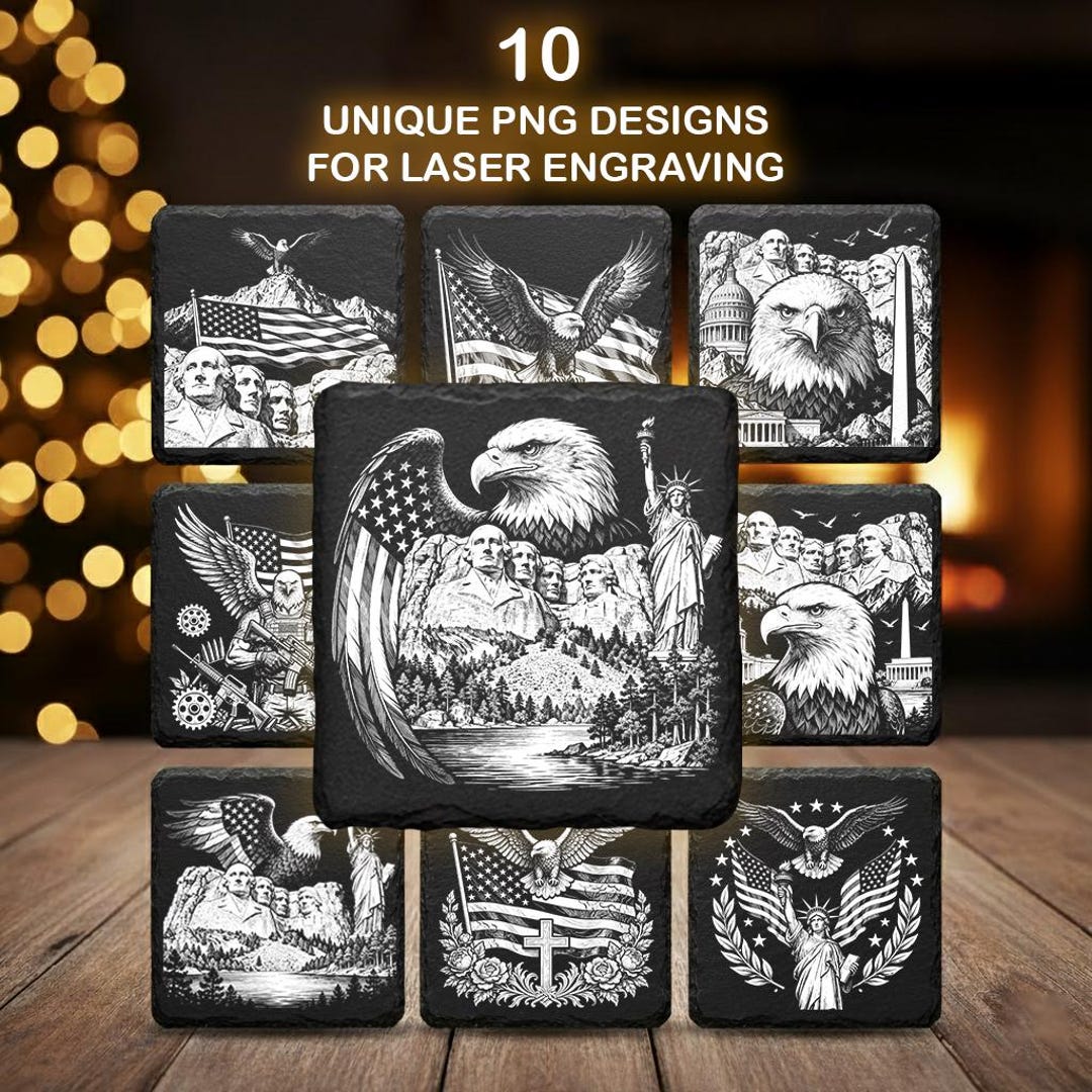 Patriotic Eagle Engraving Bundle – USA Flag Eagle Pngs for Laser, CNC ...