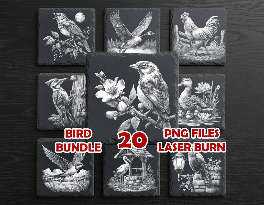 Birds Laser Engraving PNG Bundle – CNC Digital Files for Glowforge ...