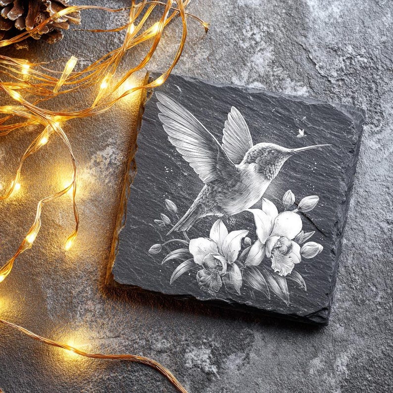Hummingbird Engraving Bundle – Floral Bird PNG Files for Laser ...